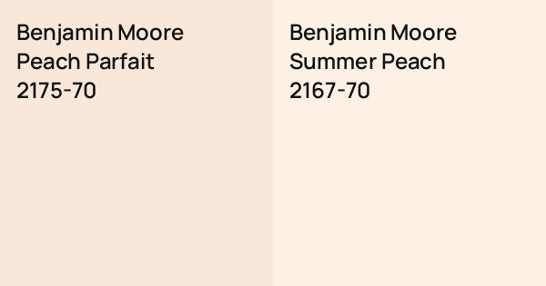 Benjamin Moore Peach Parfait vs. Benjamin Moore Summer Peach comparison