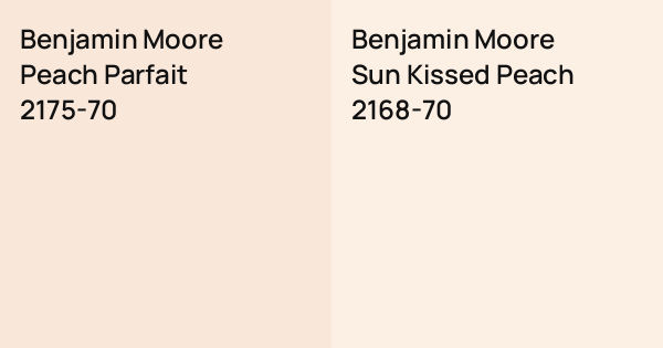 Benjamin Moore Peach Parfait vs. Benjamin Moore Sun Kissed Peach comparison