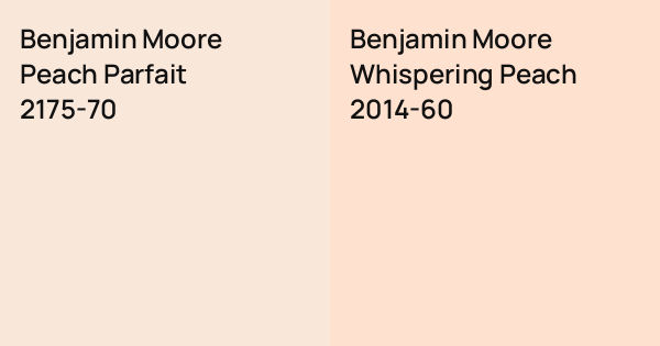 Benjamin Moore Peach Parfait vs. Benjamin Moore Whispering Peach comparison
