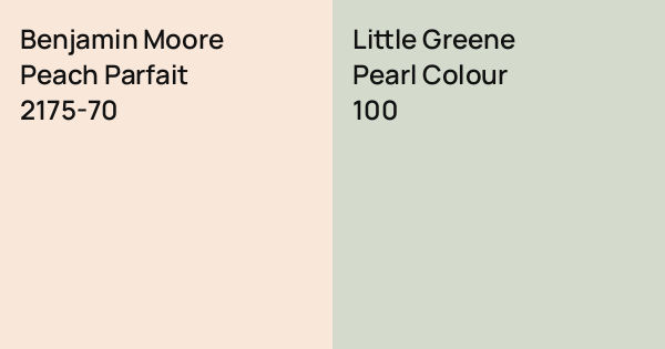 Benjamin Moore Peach Parfait vs. Little Greene Pearl Colour comparison
