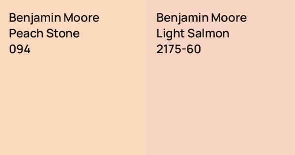 Benjamin Moore Peach Stone vs. Benjamin Moore Light Salmon comparison