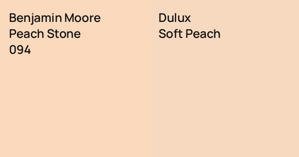 Benjamin Moore Peach Stone vs. Dulux Soft Peach comparison