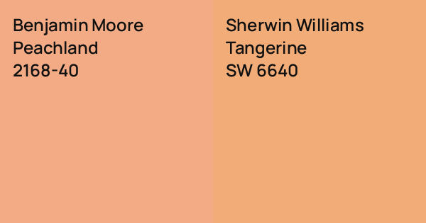 Benjamin Moore Peachland vs. Sherwin Williams Tangerine comparison