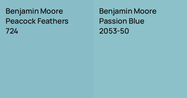 Benjamin Moore Peacock Feathers vs. Benjamin Moore Passion Blue comparison