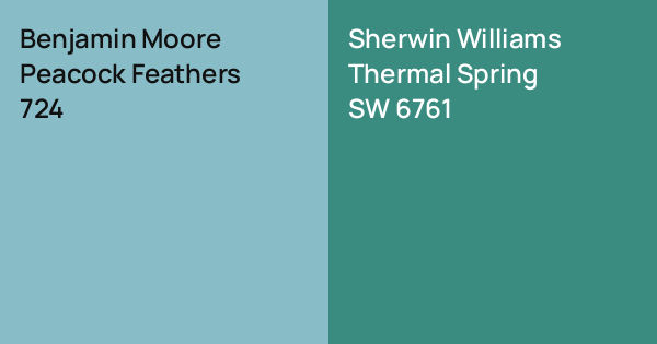 Benjamin Moore Peacock Feathers vs. Sherwin Williams Thermal Spring ...