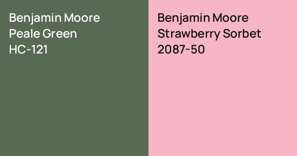 Benjamin Moore Peale Green vs. Benjamin Moore Strawberry Sorbet comparison