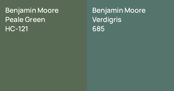 Benjamin Moore Peale Green vs. Benjamin Moore Verdigris comparison