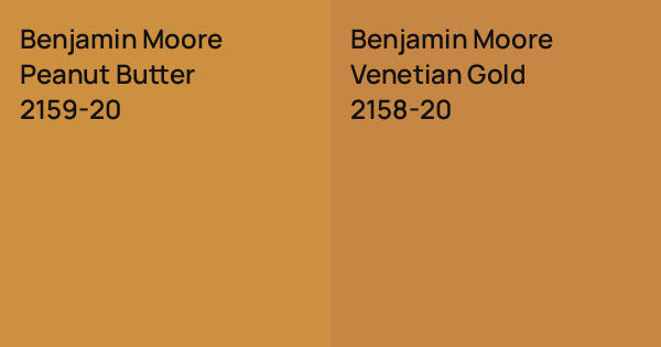 Benjamin Moore Peanut Butter vs. Benjamin Moore Venetian Gold comparison
