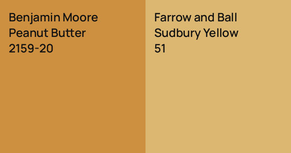 Benjamin Moore Peanut Butter vs. Farrow and Ball Sudbury Yellow comparison