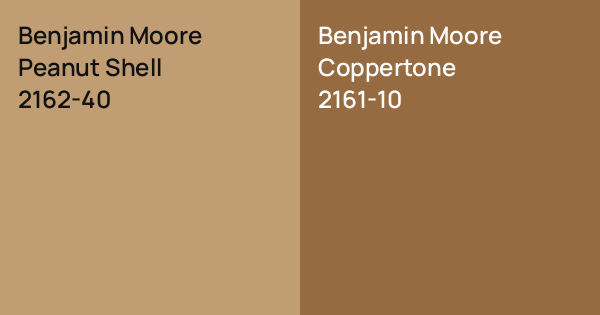 Benjamin Moore Peanut Shell vs. Benjamin Moore Coppertone comparison