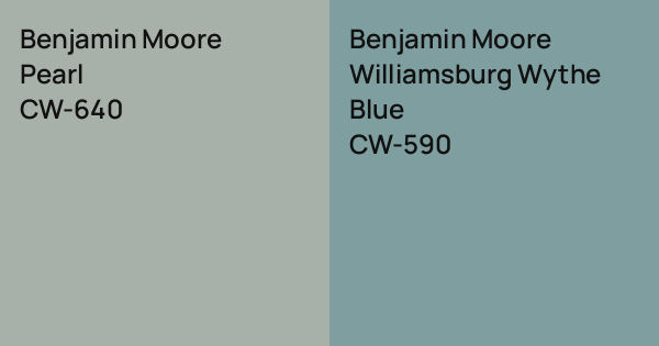Benjamin Moore Pearl vs. Benjamin Moore Williamsburg Wythe Blue comparison