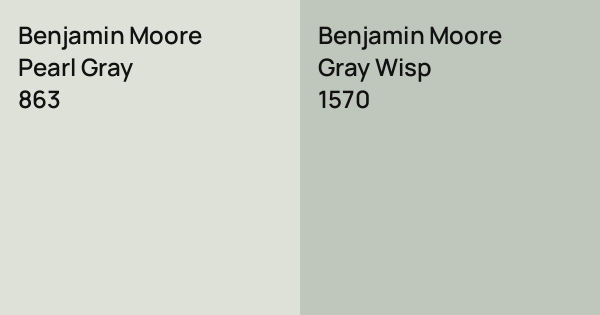 Benjamin Moore Pearl Gray vs. Benjamin Moore Gray Wisp comparison