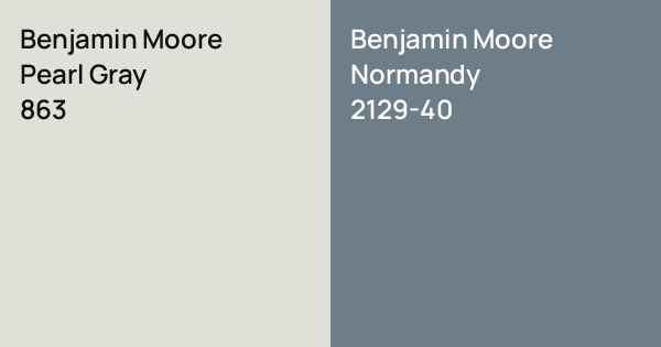 Benjamin Moore Pearl Gray vs. Benjamin Moore Normandy comparison