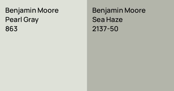 Benjamin Moore Pearl Gray vs. Benjamin Moore Sea Haze comparison