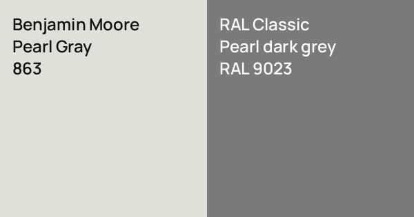 Benjamin Moore Pearl Gray vs. RAL Classic Pearl dark grey comparison