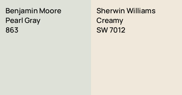 Benjamin Moore Pearl Gray vs. Sherwin Williams Creamy comparison