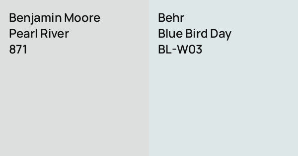Benjamin Moore Pearl River vs. Behr Blue Bird Day comparison