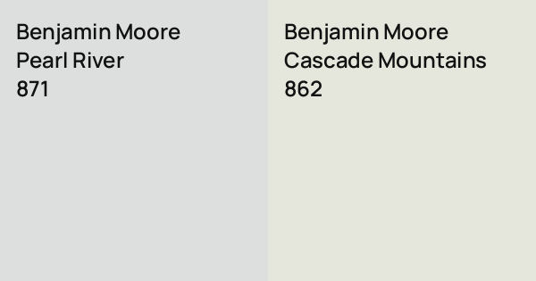 Benjamin Moore Pearl River vs. Benjamin Moore Cascade Mountains comparison