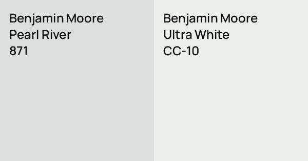 Benjamin Moore Pearl River vs. Benjamin Moore Ultra White comparison