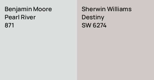Benjamin Moore Pearl River vs. Sherwin Williams Destiny comparison