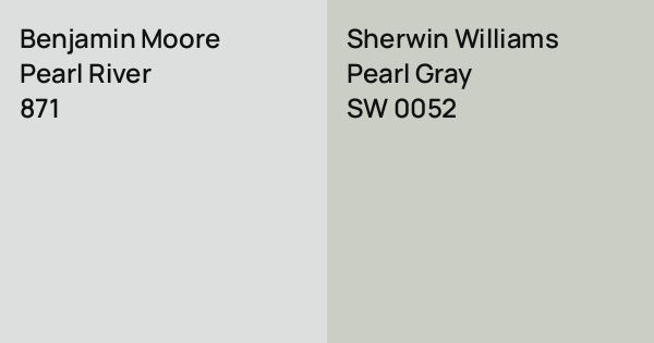 Benjamin Moore Pearl River vs. Sherwin Williams Pearl Gray comparison