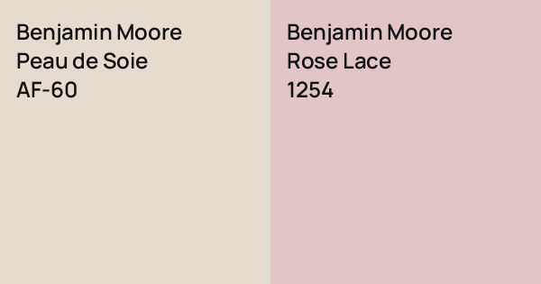 Benjamin Moore Peau de Soie vs. Benjamin Moore Rose Lace comparison