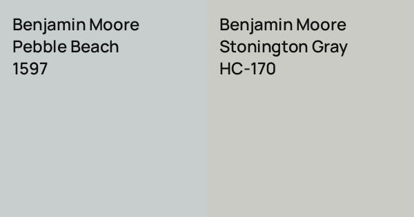 Benjamin Moore Pebble Beach vs. Benjamin Moore Stonington Gray comparison