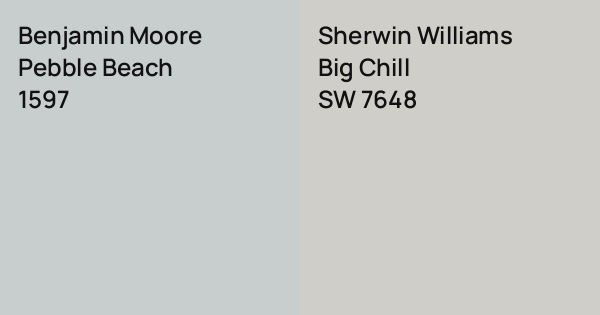 Benjamin Moore Pebble Beach vs. Sherwin Williams Big Chill comparison