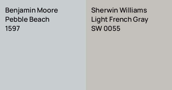 Benjamin Moore Pebble Beach vs. Sherwin Williams Light French Gray comparison