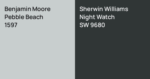 Benjamin Moore Pebble Beach vs. Sherwin Williams Night Watch comparison
