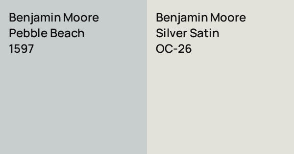 Benjamin Moore Pebble Beach vs. Benjamin Moore Silver Satin comparison