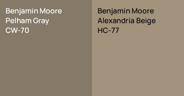 Benjamin Moore Pelham Gray vs. Benjamin Moore Alexandria Beige comparison