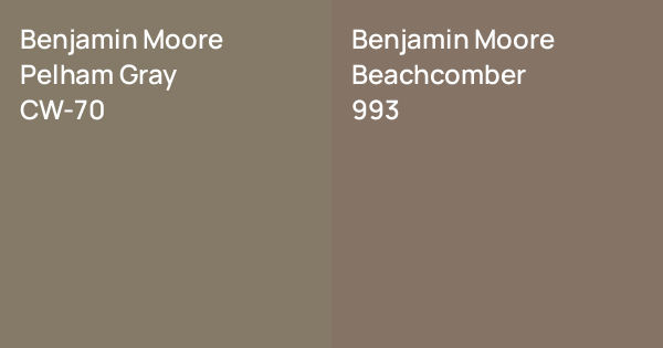 Benjamin Moore Pelham Gray vs. Benjamin Moore Beachcomber comparison