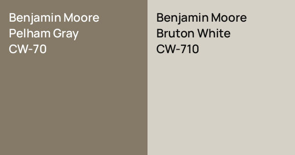 Benjamin Moore Pelham Gray vs. Benjamin Moore Bruton White comparison