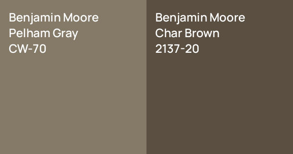 Benjamin Moore Pelham Gray vs. Benjamin Moore Char Brown comparison