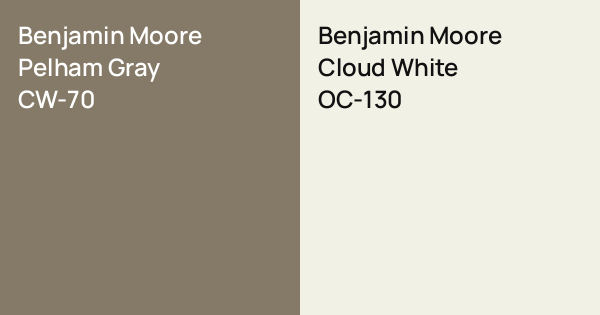 Benjamin Moore Pelham Gray vs. Benjamin Moore Cloud White comparison