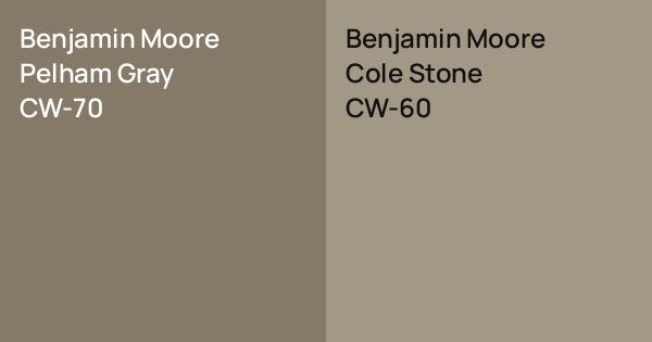 Benjamin Moore Pelham Gray vs. Benjamin Moore Cole Stone comparison