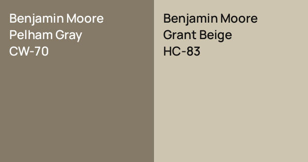 Benjamin Moore Pelham Gray vs. Benjamin Moore Grant Beige comparison