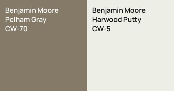 Benjamin Moore Pelham Gray vs. Benjamin Moore Harwood Putty comparison
