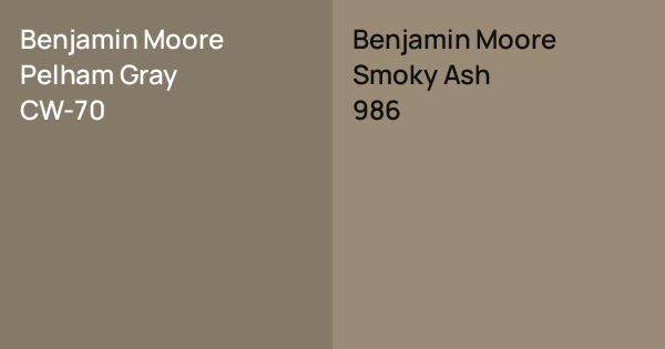 Benjamin Moore Pelham Gray vs. Benjamin Moore Smoky Ash comparison