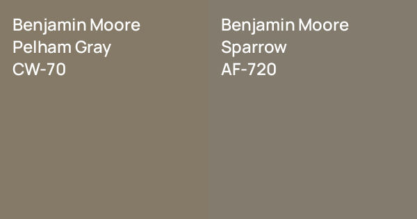 Benjamin Moore Pelham Gray vs. Benjamin Moore Sparrow comparison