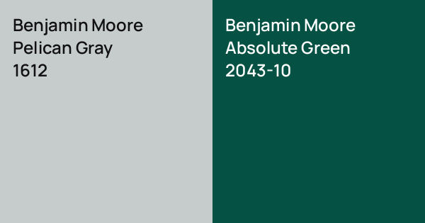 Benjamin Moore Pelican Gray vs. Benjamin Moore Absolute Green comparison