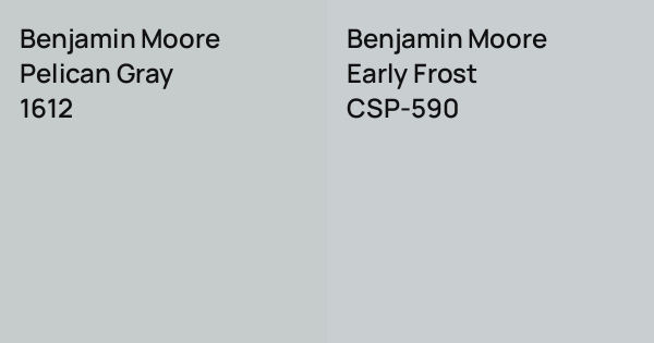 Benjamin Moore Pelican Gray vs. Benjamin Moore Early Frost comparison
