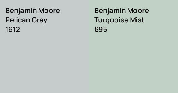 Benjamin Moore Pelican Gray vs. Benjamin Moore Turquoise Mist comparison