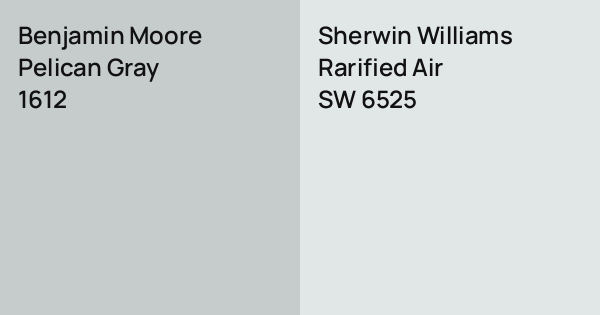 Benjamin Moore Pelican Gray vs. Sherwin Williams Rarified Air comparison