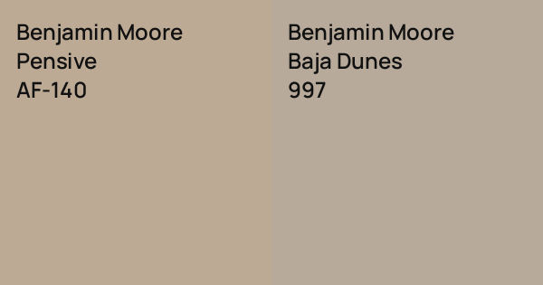 Benjamin Moore Pensive vs. Benjamin Moore Baja Dunes comparison