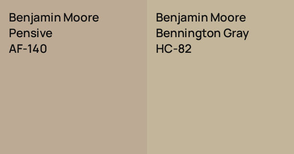 Benjamin Moore Pensive vs. Benjamin Moore Bennington Gray comparison
