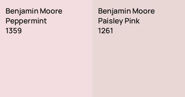 Benjamin Moore Peppermint vs. Benjamin Moore Paisley Pink comparison