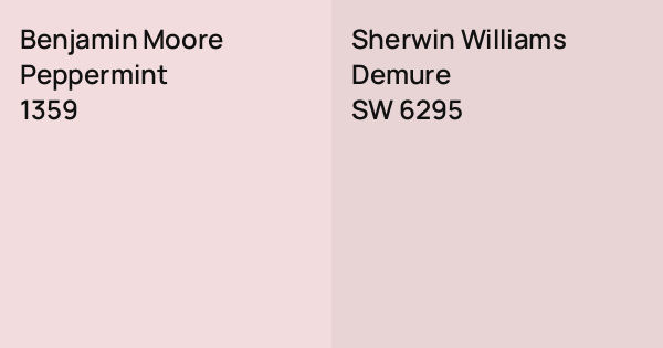 Benjamin Moore Peppermint vs. Sherwin Williams Demure comparison