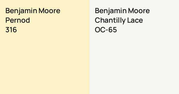 Benjamin Moore Pernod vs. Benjamin Moore Chantilly Lace comparison